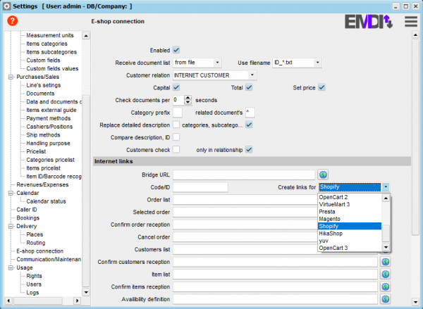 Settings for Shopify connector - SBZ Systems