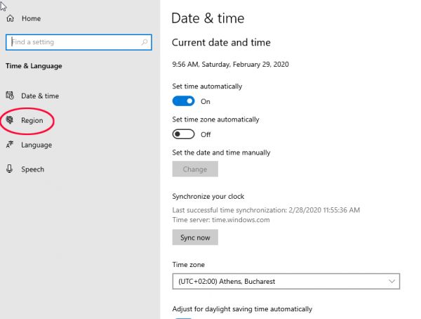 Change the local settings in Windows 10. - SBZ Systems