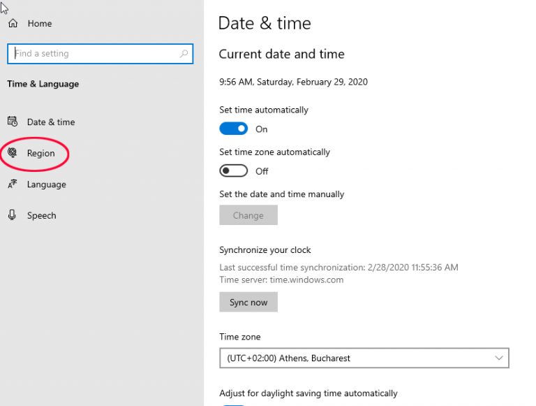 Change the local settings in Windows 10. - SBZ Systems