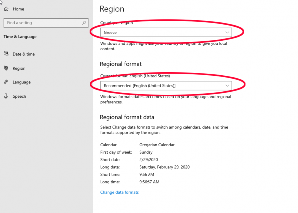 Change the local settings in Windows 10. - SBZ Systems