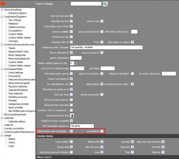 Delete products with zero quantity when saving a document - SBZ Systems