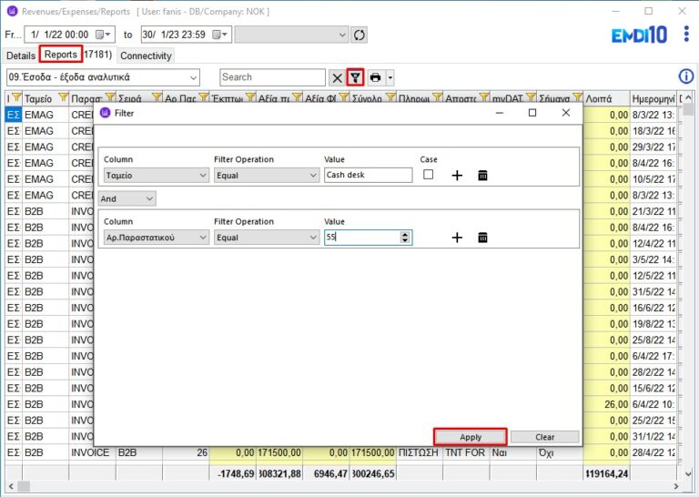 Detailed filter on custom reports - SBZ Systems